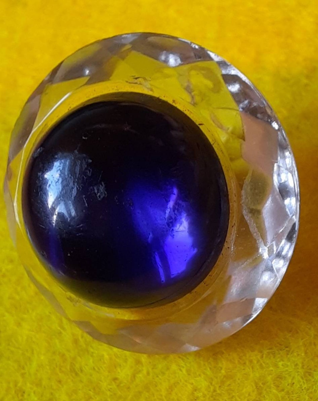 1 Glass Button in Lilac With Beautiful Faceted Crystal Surround and ...