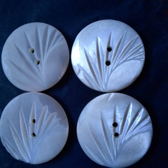 Buttons X 4 Mother of Pearl Carved. 22mm or 2.2cm Diameter. - Etsy