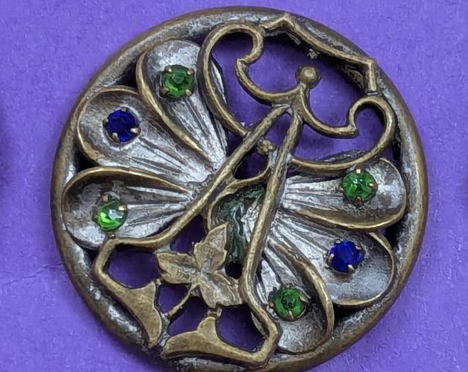Rare Suffragette Button Art Nouveau/ Butterfly/ Jewel Paste Stones. 2cm ...
