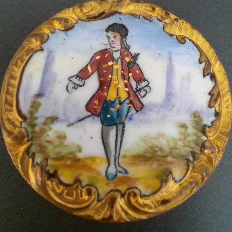 Antique Enamel Button - Etsy