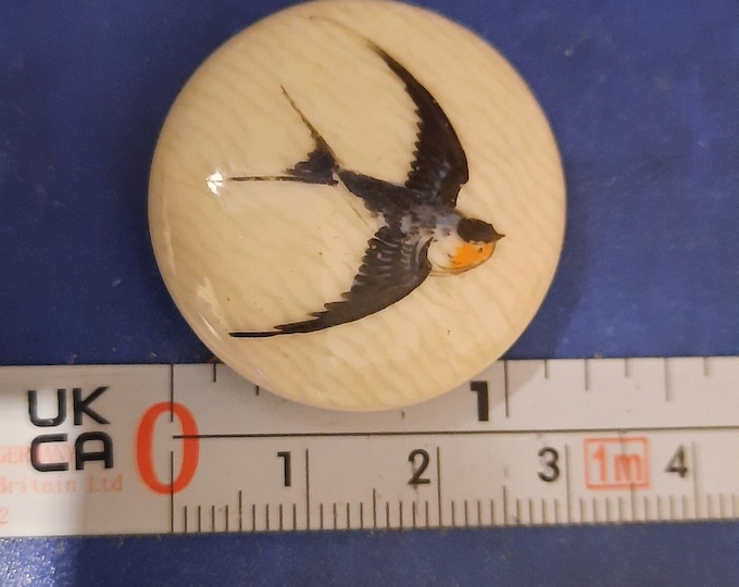 Satsuma Button C1880s. Japanese Ceramic With Swallow Picture. Large 1.3 ...