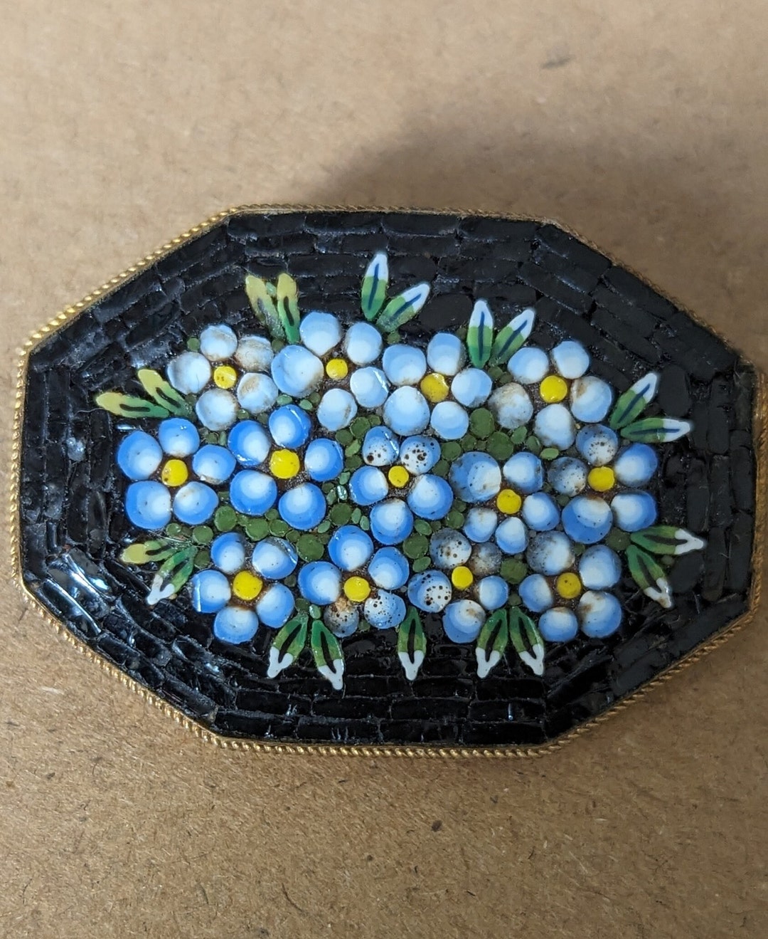 Large Micro Mosaic Primrose Flower Brooch. - Etsy