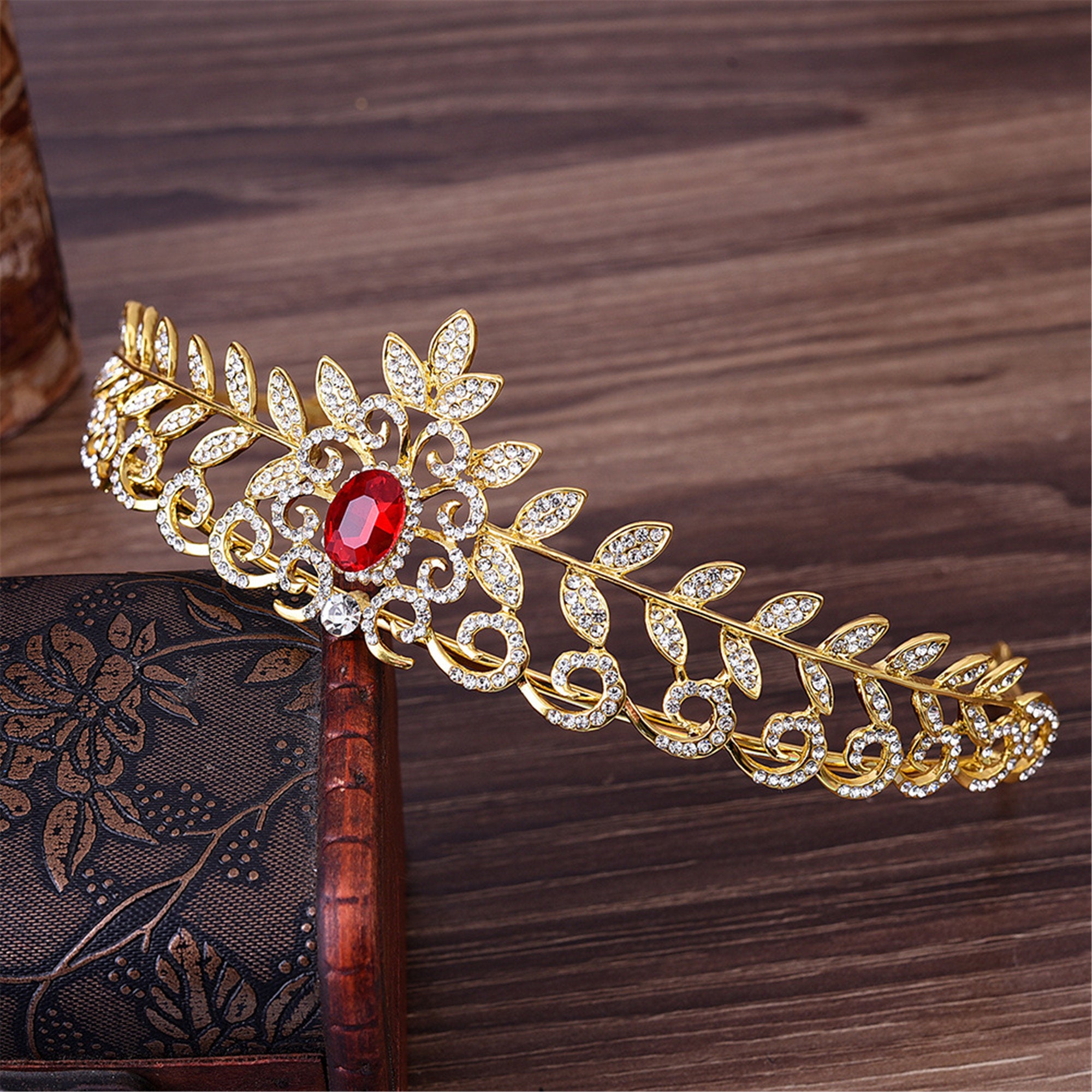 Gold Wedding Crown Stunning Bridal Crown Ruby Crystal Bridal - Etsy