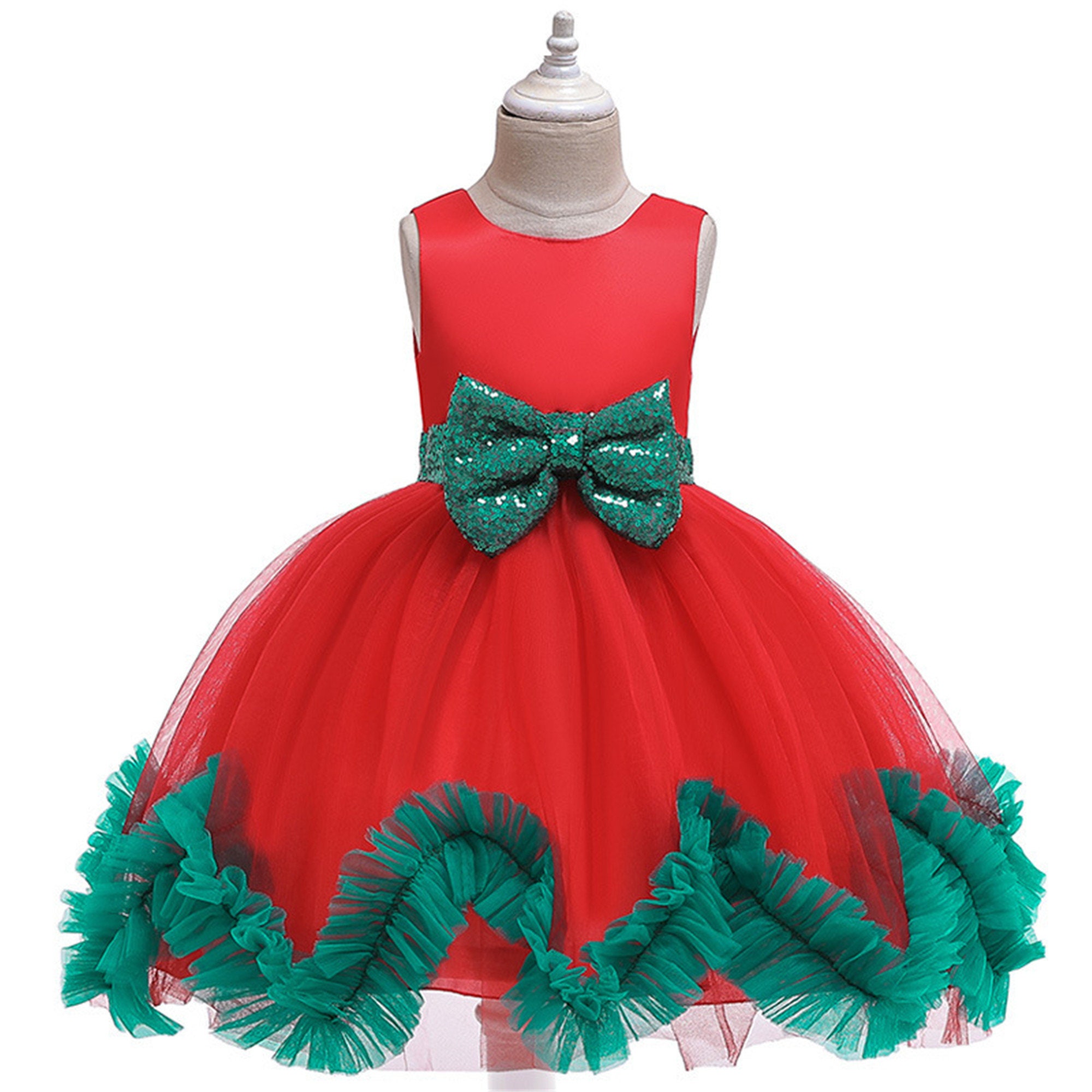 Girls Christmas Dressred And Green Wedding Flower Girl Etsy