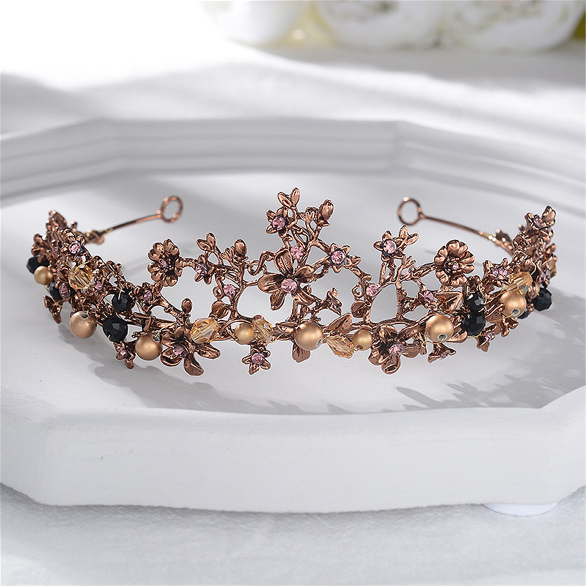 Silver Floral Wedding Crown//vintage Crystal Crown//crystal - Etsy
