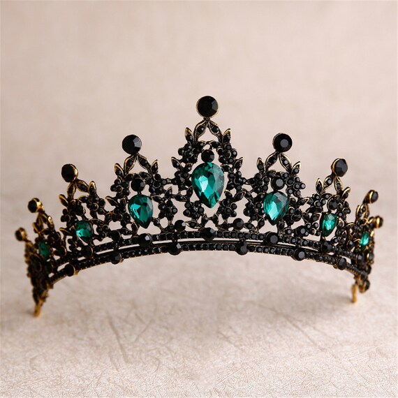 Vintage Black Crown Black Crystal Wedding Crown Bridal Etsy