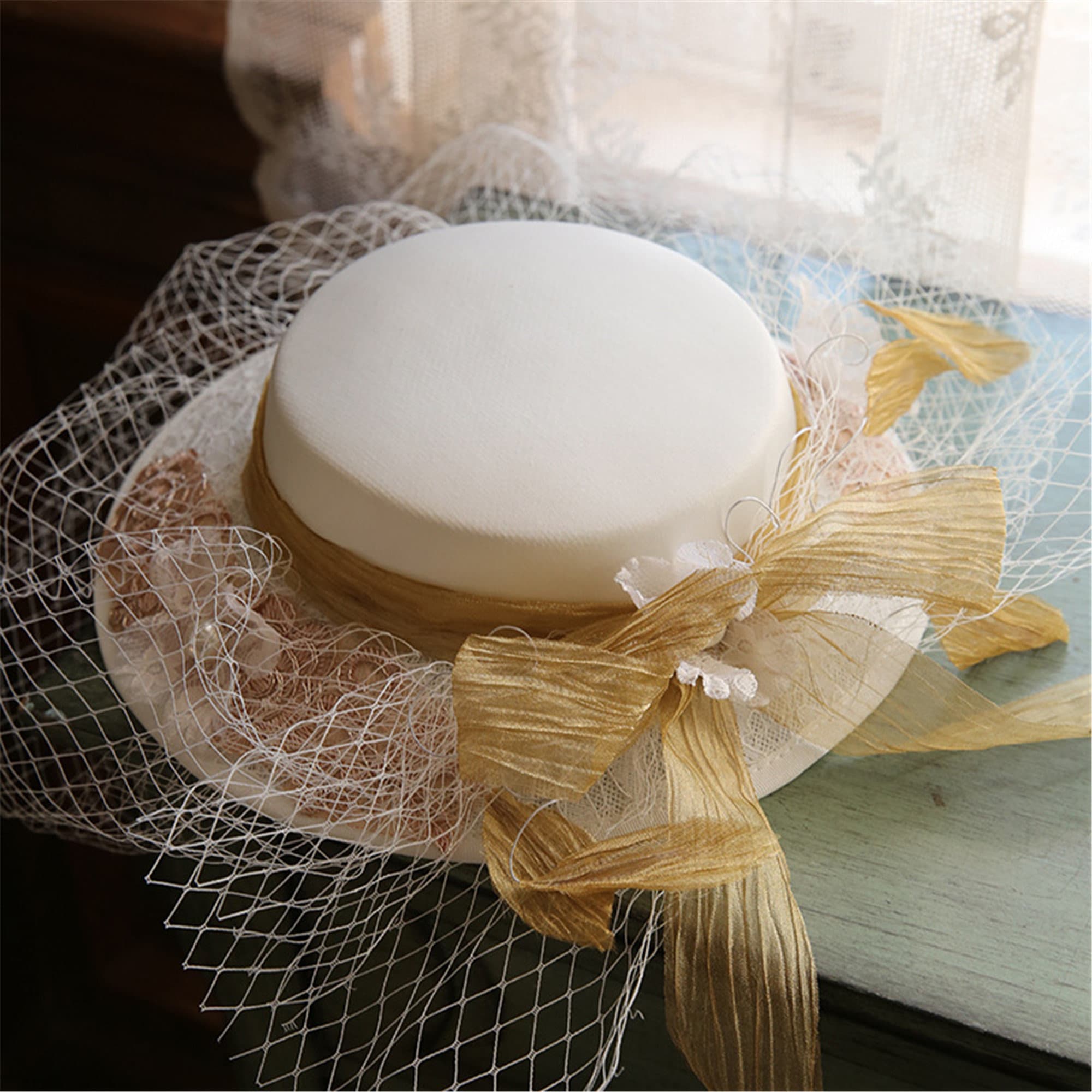 Ivory Handmade Bridal Hats Ivory Fascinator Top Hat Flower | Etsy