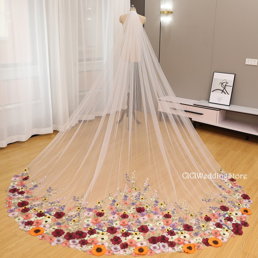 Classic Floral Veil Secret Garden Flower Wedding Veil - Etsy