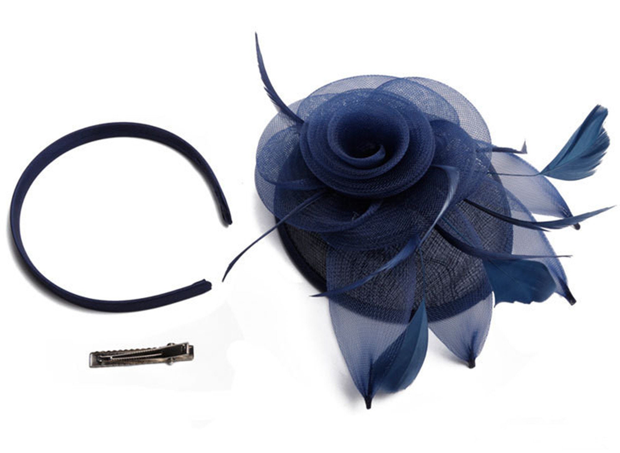 Navy Blue Handmade Tiara Navy Blue Fascinator Top Hat for | Etsy