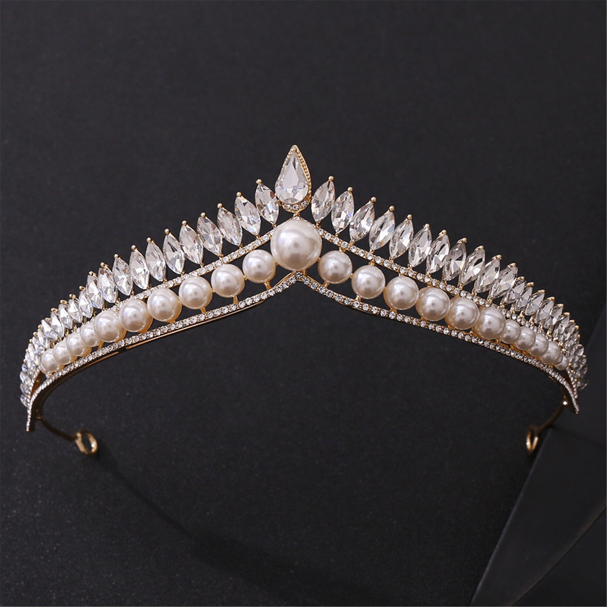 Elegant Pearl Wedding Tiara//Black Bridal Tiara//Pearl Wedding - Etsy 日本