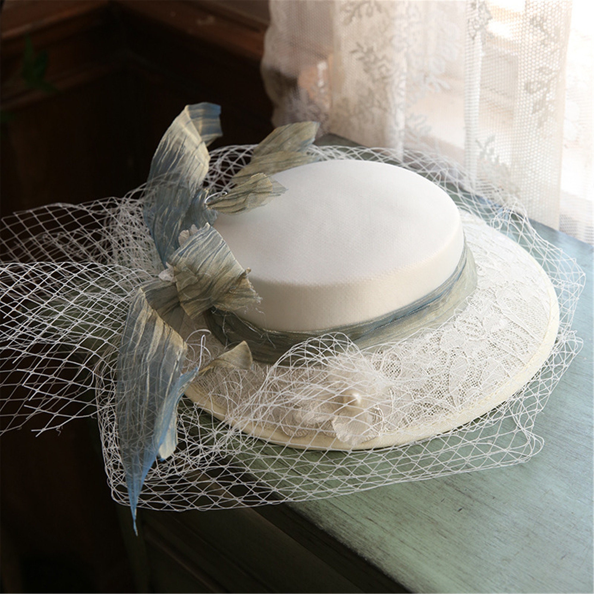 Ivory Handmade Bridal Hats Ivory Fascinator Top Hat Flower | Etsy