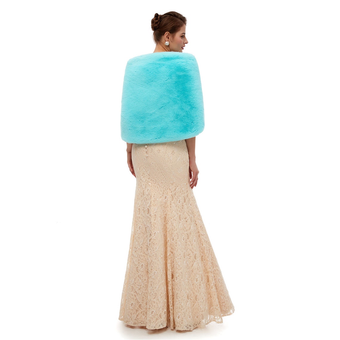 Blue Faux Fur Wrap Bridal Wrap Faux Fur Shawl Wedding Dress | Etsy