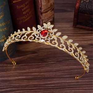 Gold Wedding Crown Stunning Bridal Crown Ruby Crystal Bridal - Etsy