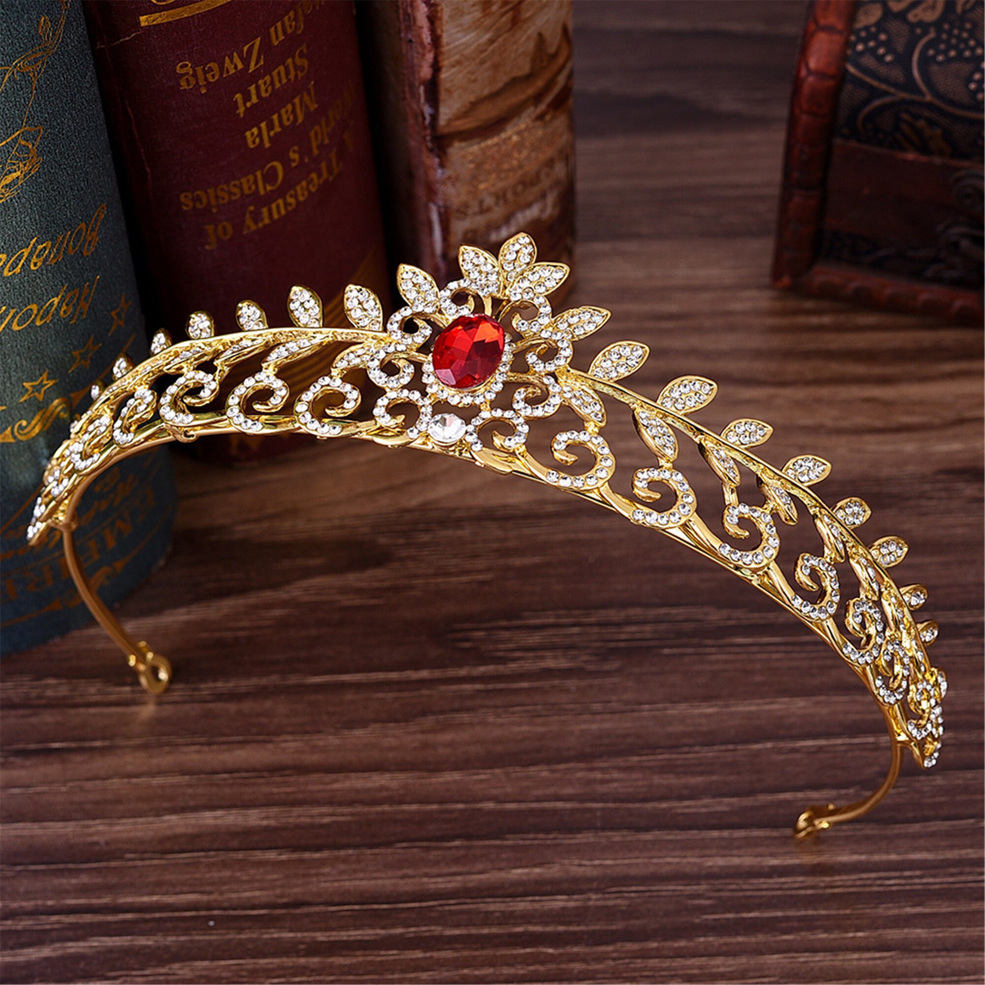 Gold Wedding Crown Stunning Bridal Crown Ruby Crystal Bridal - Etsy