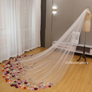 Classic Floral Veil Secret Garden Flower Wedding Veil - Etsy