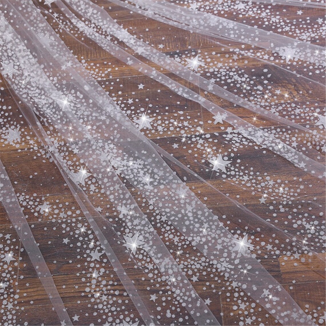 Starry Wedding Veil Long Glitter Bridal Hair Accessory - Etsy