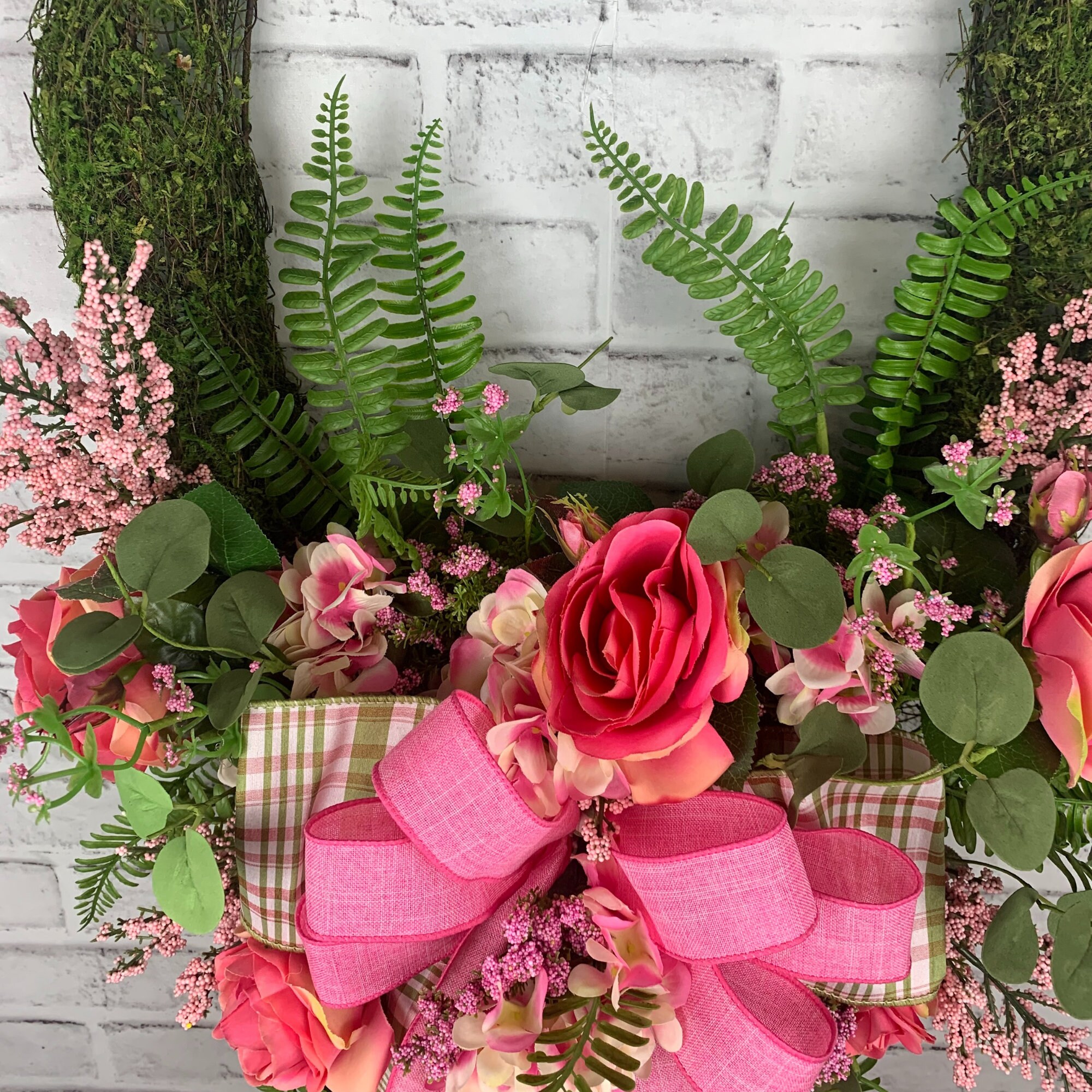 Pink Rose Wreath for Front Door Rose Florals Moss Wreath | Etsy