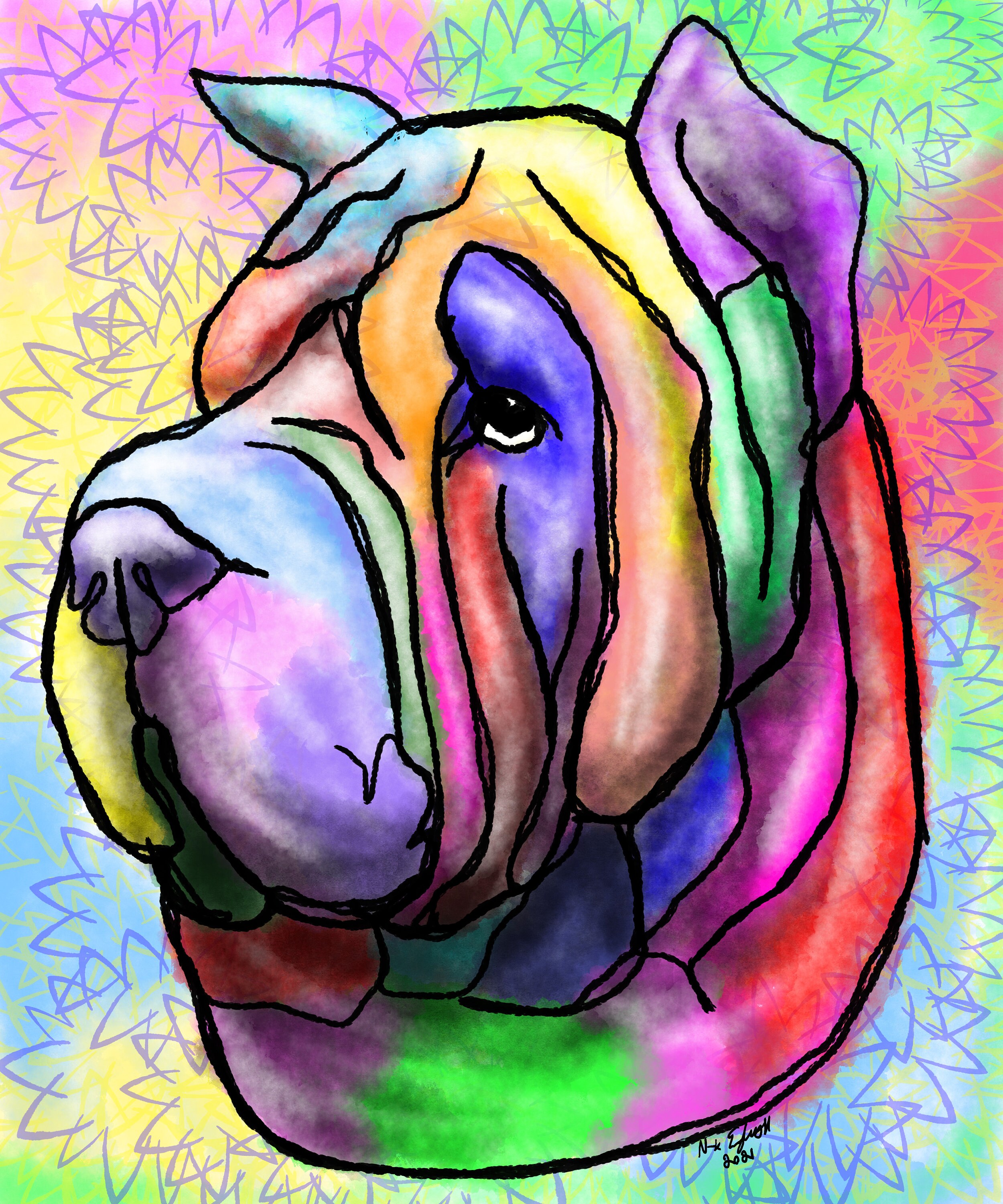 Shar Pei Art Digital - Etsy