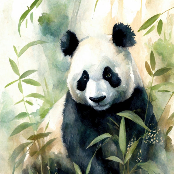 Panda Watercolor - Etsy
