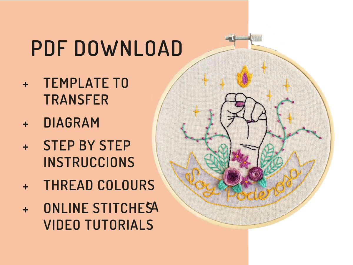 Feminist Hand Embroidery PDF Power Woman Message Soy - Etsy
