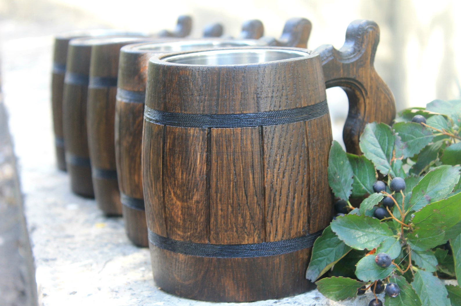 Wooden Beer Mug Set Wood Mug Handmade Barrel Juice Beer Cup - Etsy