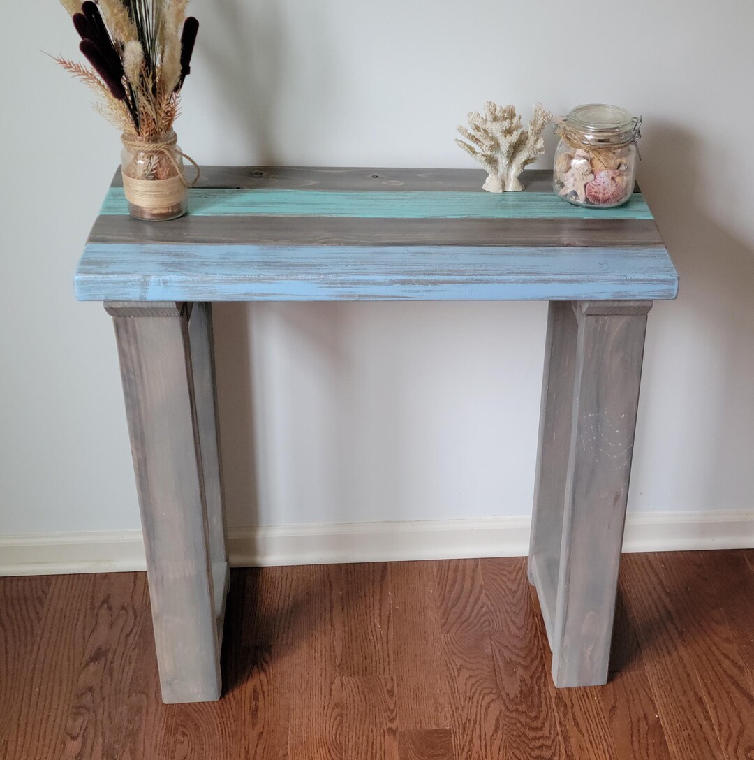 Coastal Cottage Entryway Table - Driftwood Gray Nautical Console Table ...