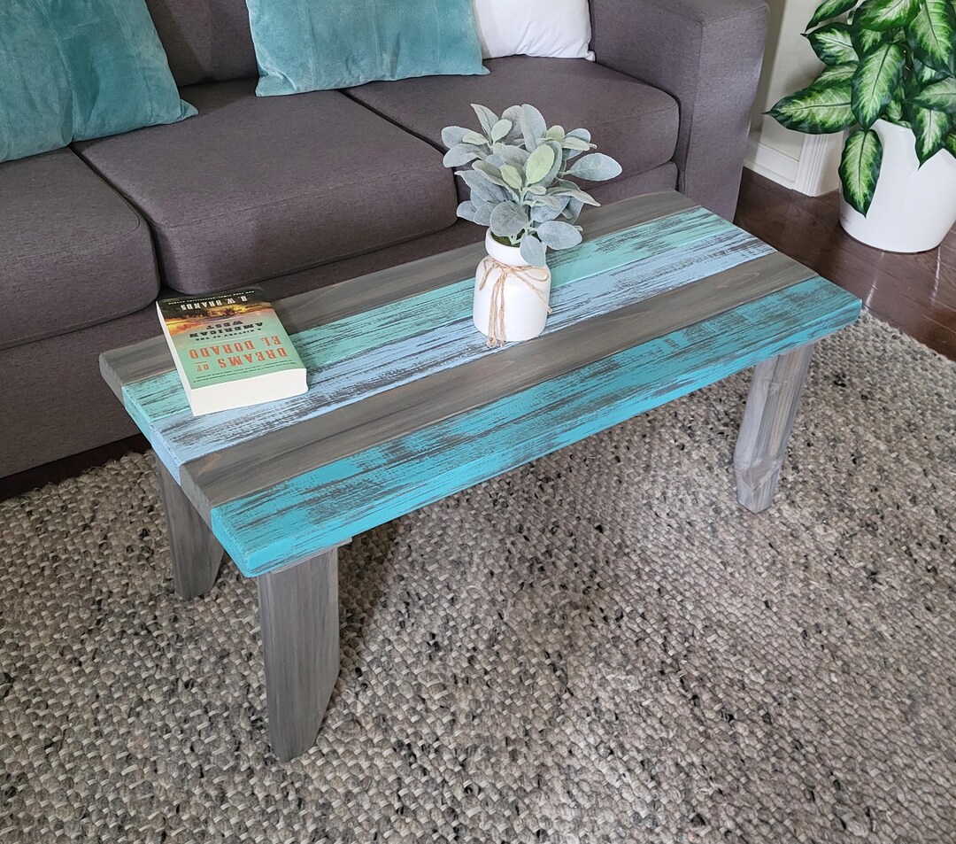 Coastal Cottage Coffee Table - Rustic Beach House Coffee Table ...