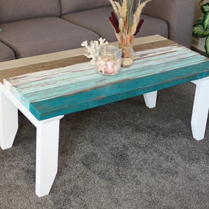 Turquoise Teal Coastal Coffee Table - Etsy