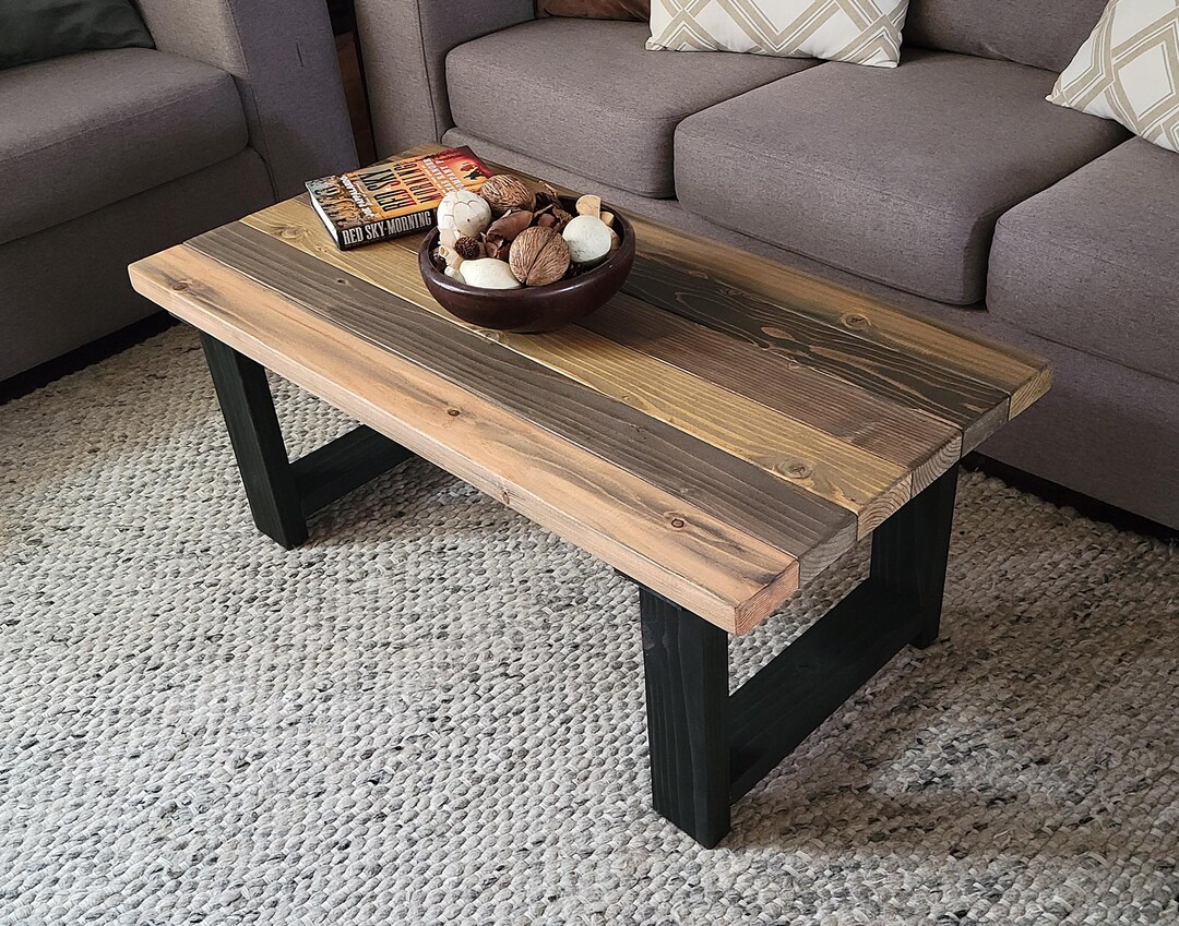 Rustic Barnwood Style Coffee Table Farmhouse Furniture Solid Mixed Wood ...