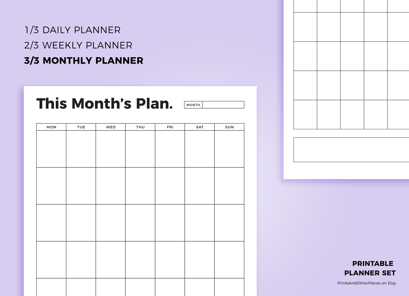 Daily Weekly Monthly Printable Planner Set Instant - Etsy