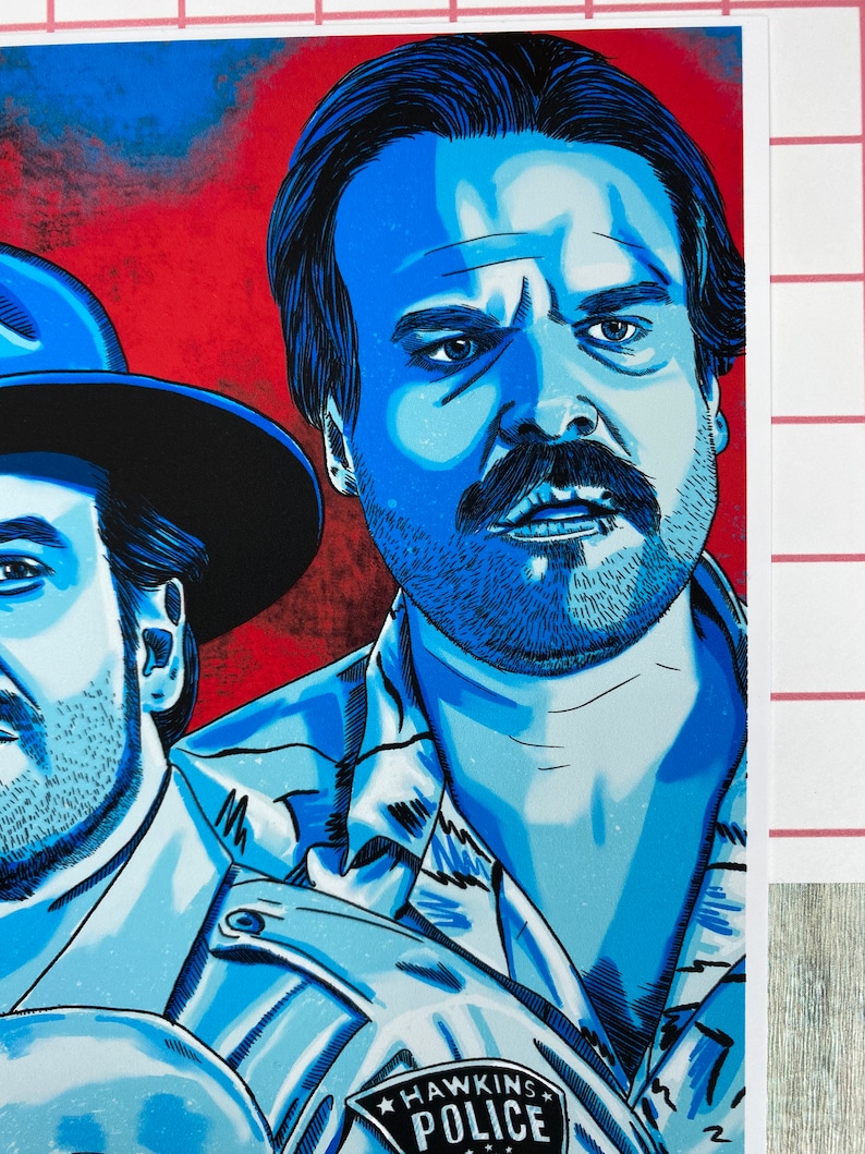 Jim Hopper Stranger Things Portrait Prints Fan Art Wall - Etsy UK