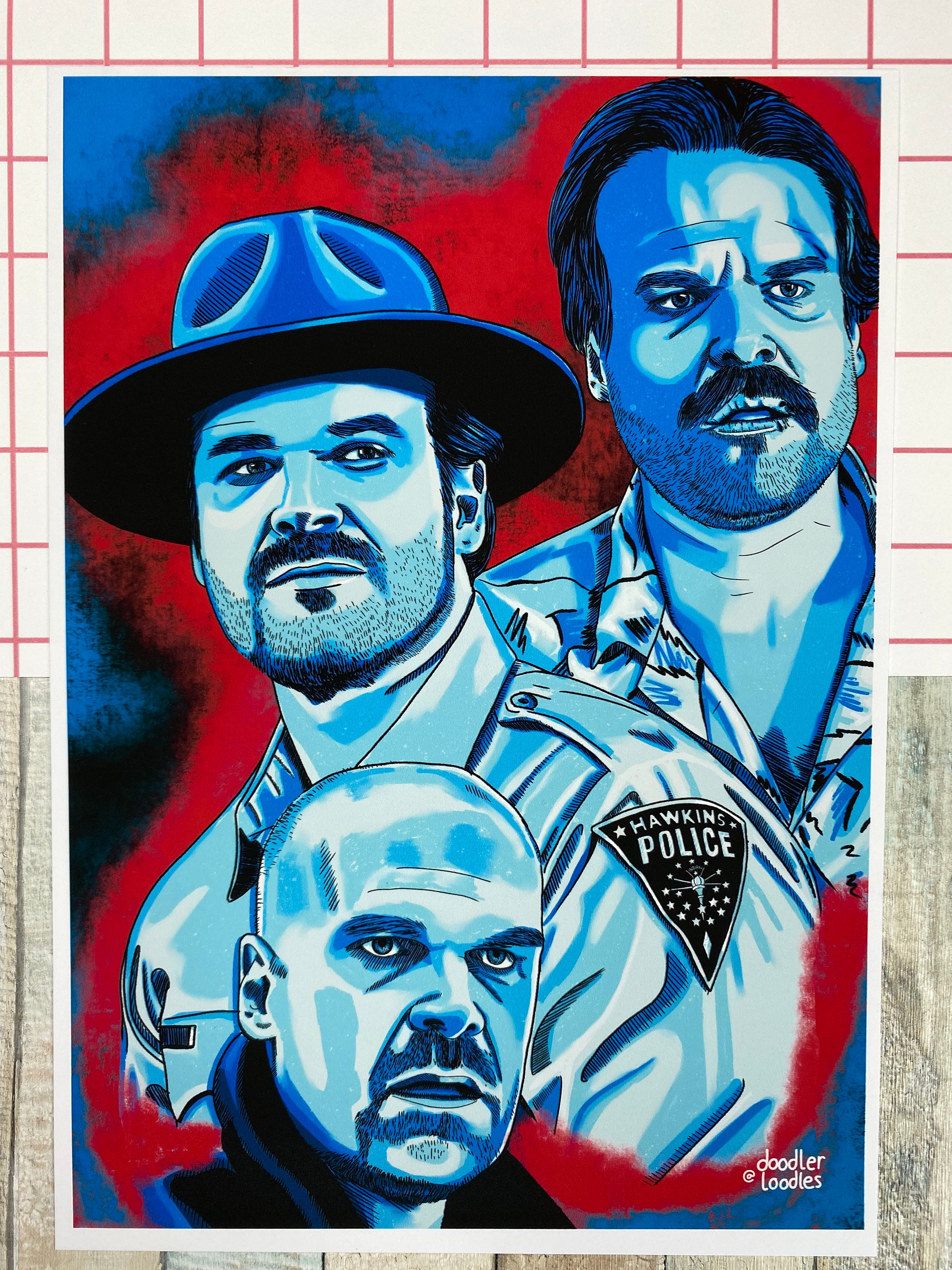 Jim Hopper Stranger Things Portrait Prints Fan Art Wall - Etsy UK
