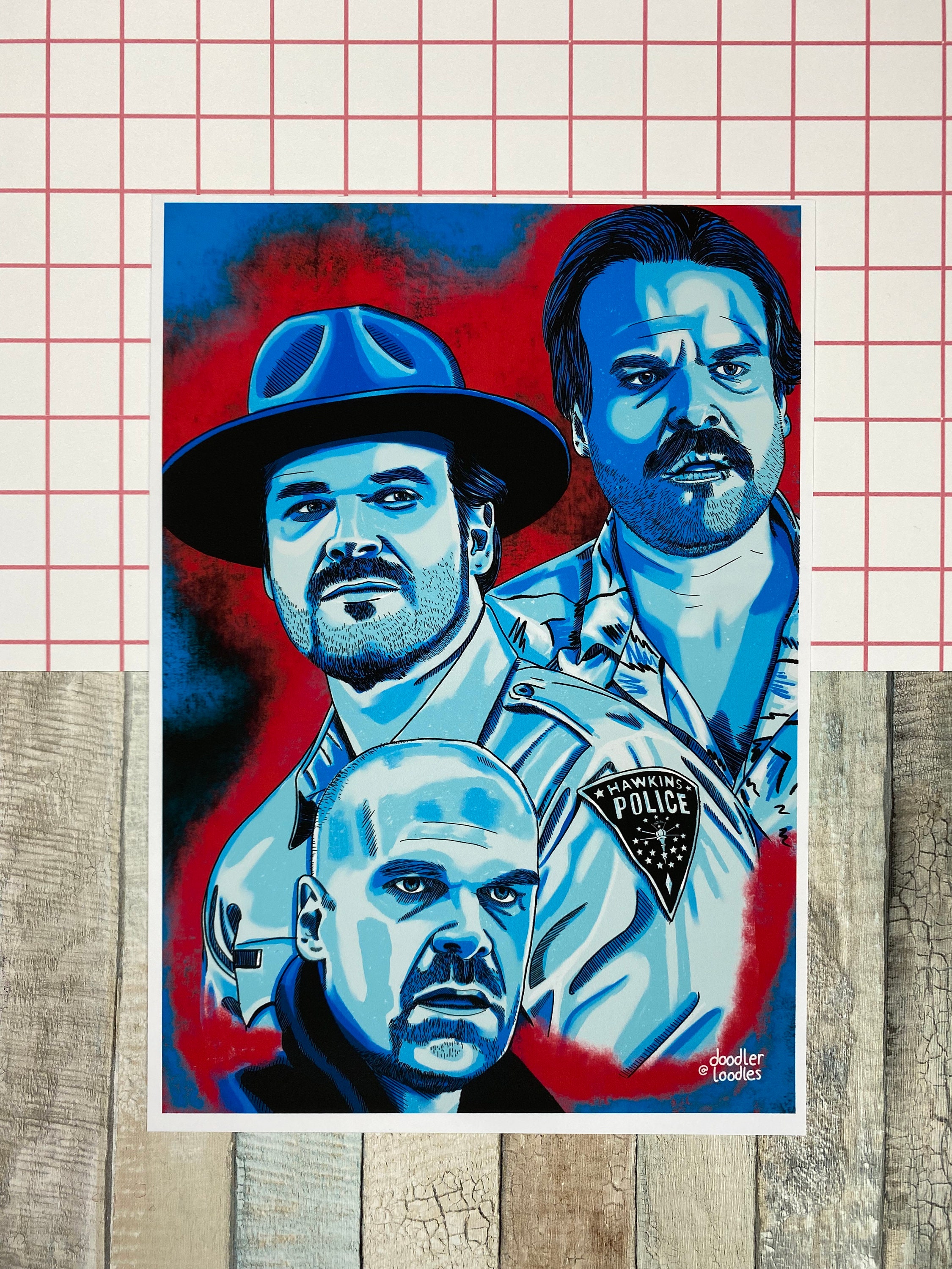 Jim Hopper Stranger Things Portrait Prints Fan Art Wall - Etsy UK