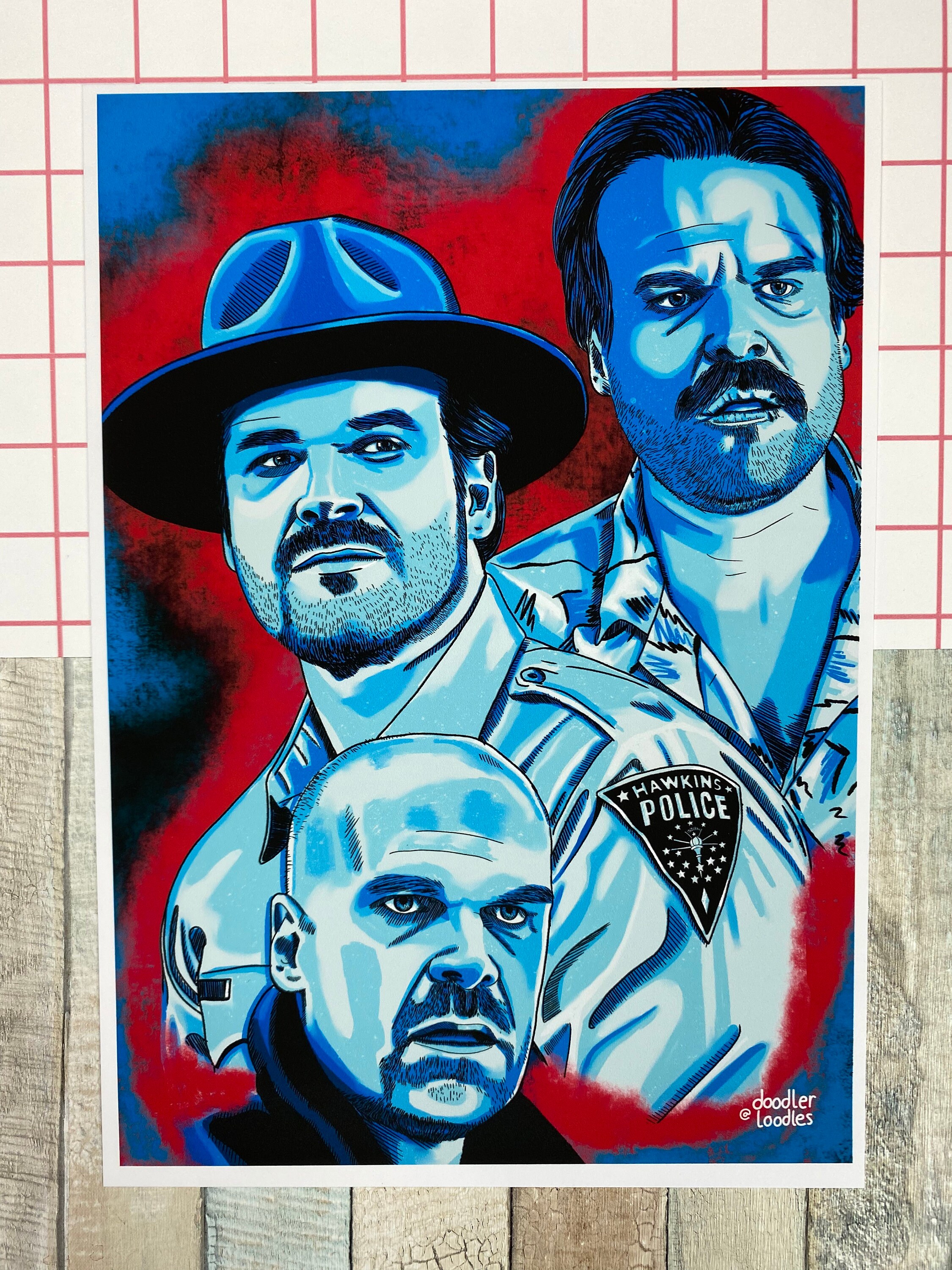 Jim Hopper Stranger Things Portrait Prints Fan Art Wall - Etsy UK