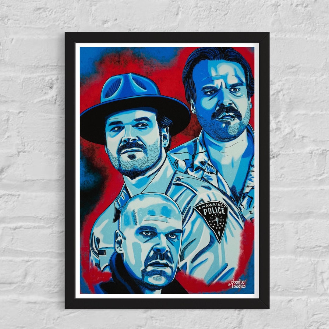 Jim Hopper, Stranger Things, Portrait Prints, Fan Art, Wall Art, Room ...