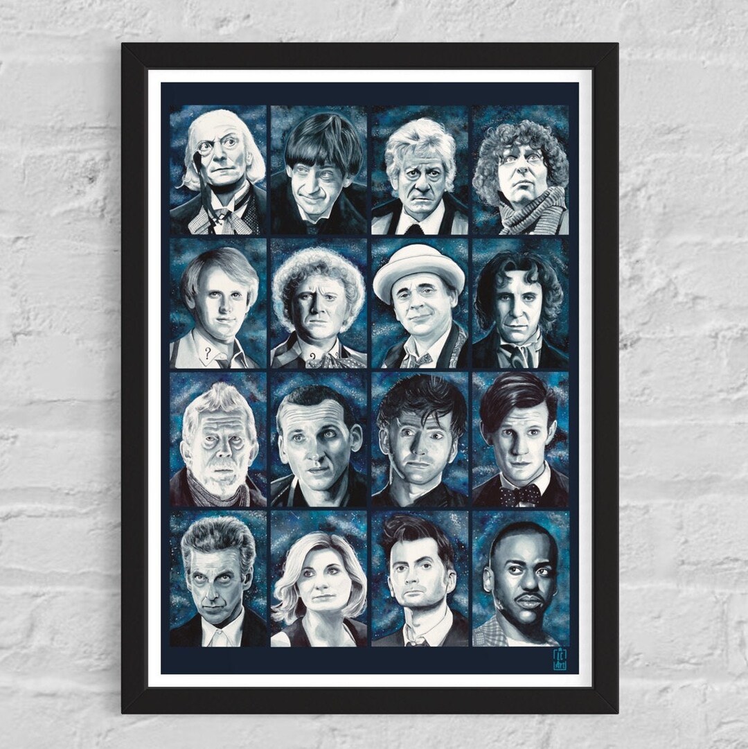 16 Doctors of Doctor Who, Collage of the Doctors From Doctor Who, Wall ...