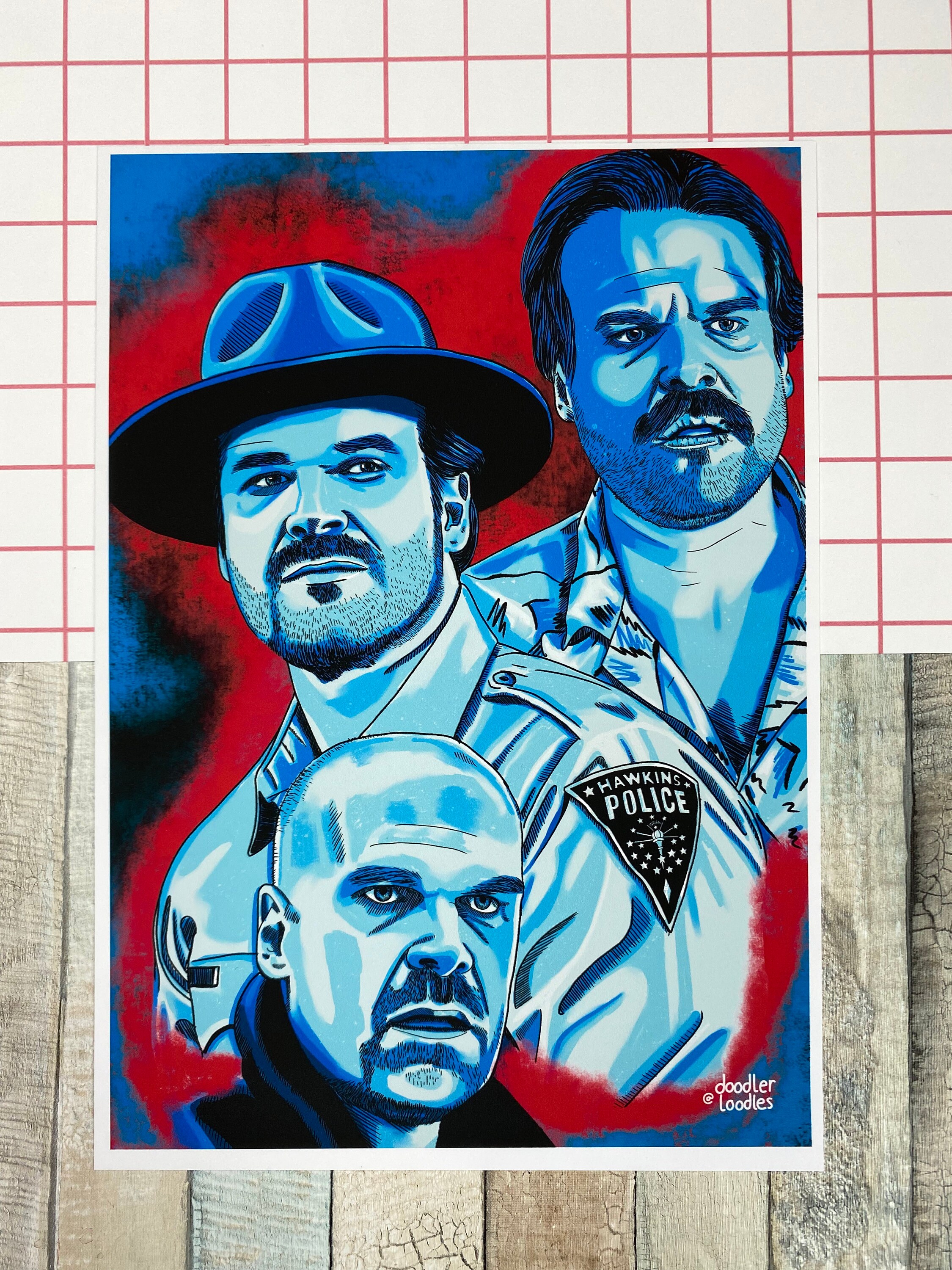 Jim Hopper Stranger Things Portrait Prints Fan Art Wall | Etsy UK