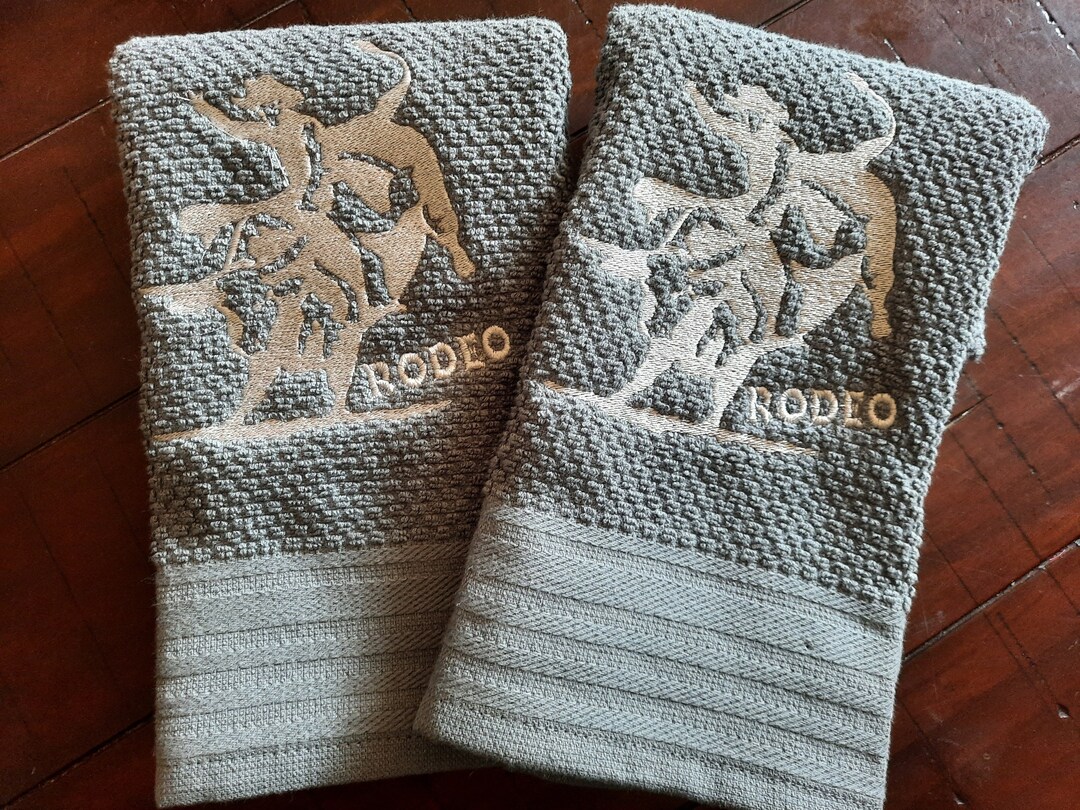 1 Set Kitchen Towels, Western Bull Rider, Rodeo, Gray - Etsy