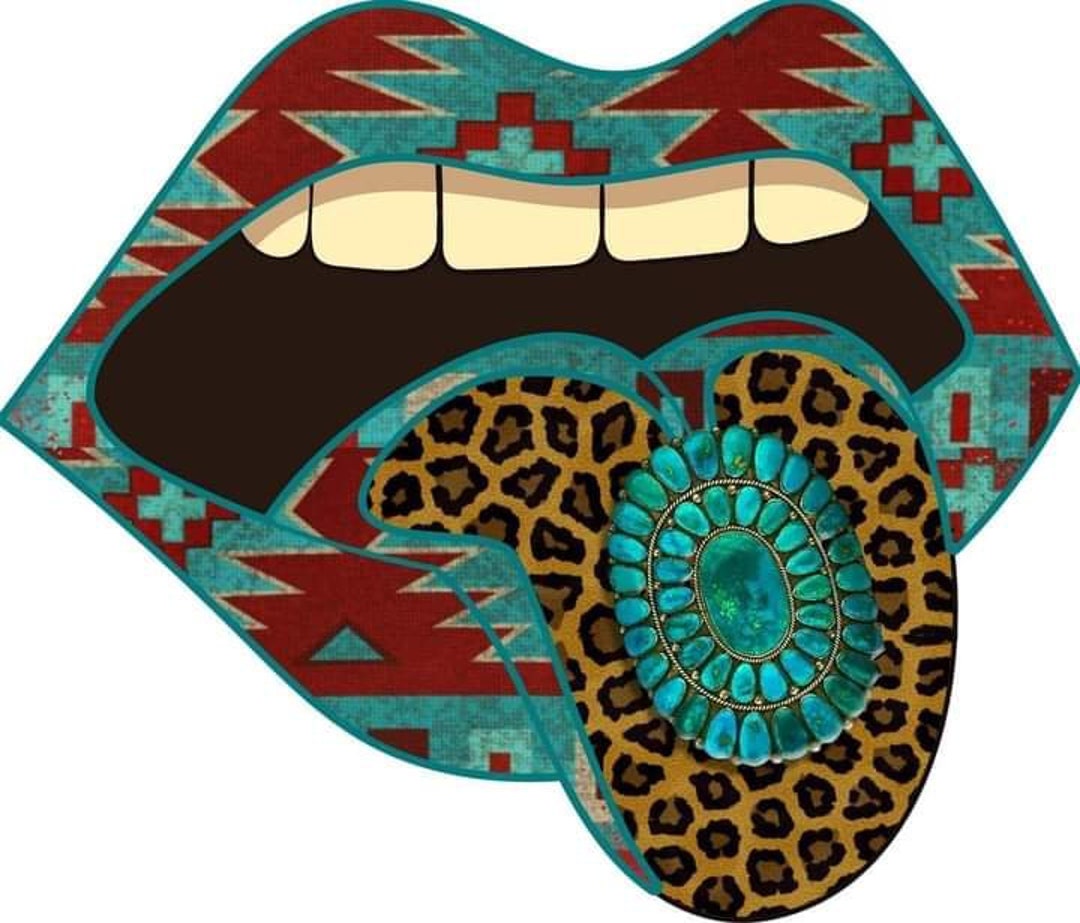 Turquoise, Aztec, Leopard, Tongue, Lips, Sublimation Transfer, Ready to ...