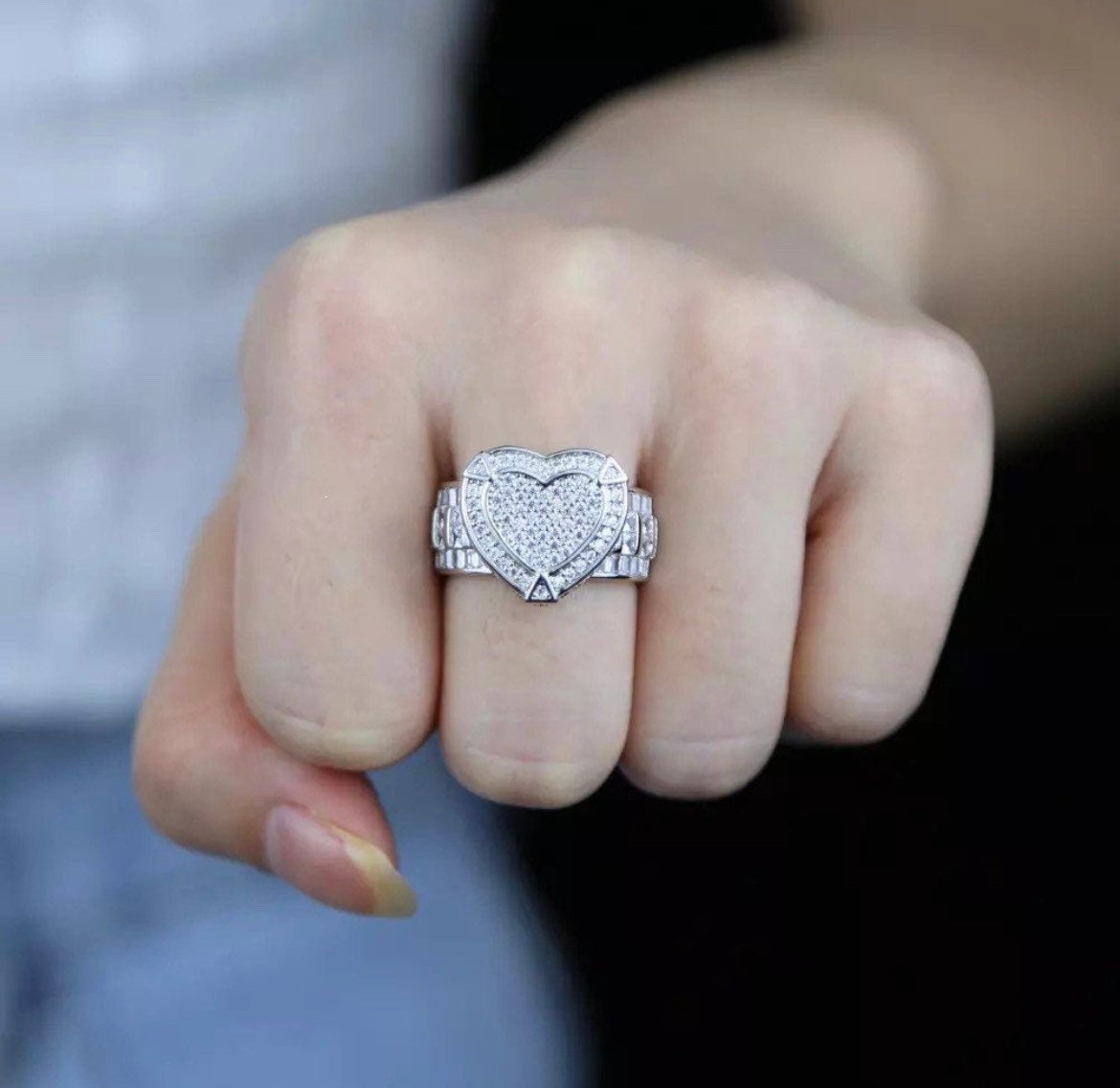 Heart Ring bling Heart Heart CZ Ring luxury Ring Full Cubic - Etsy