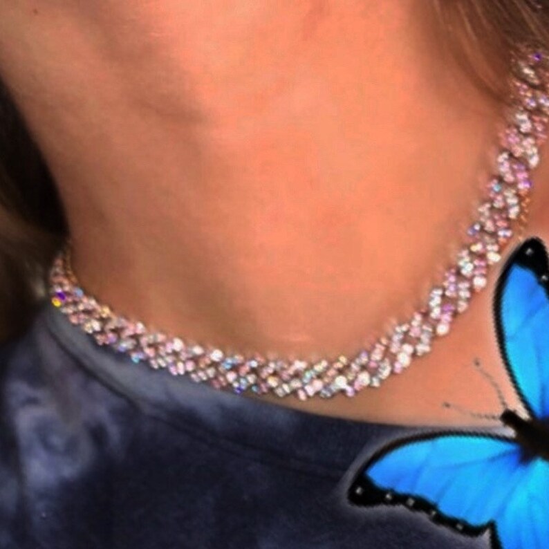 Pink Cuban Chain Pink Necklace Pink Bling Women Choker - Etsy