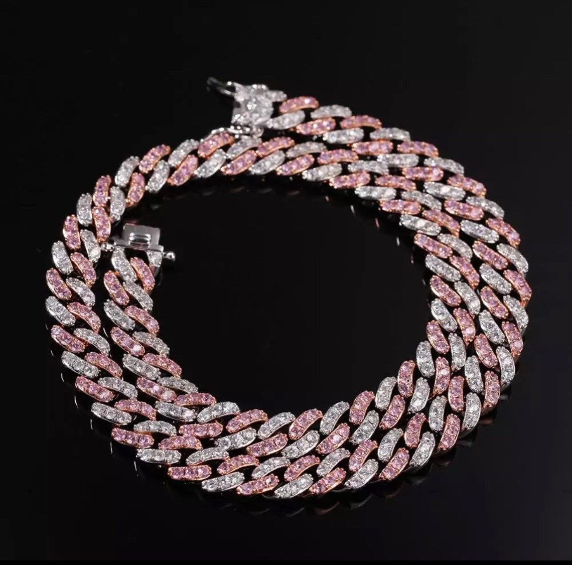 Pink Cuban Chain Pink Necklace Pink Bling Women Choker - Etsy
