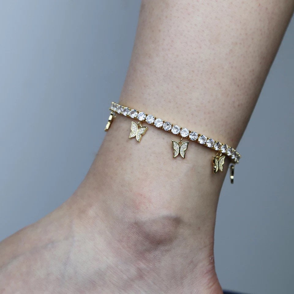 Butterfly tennis anklet butterfly anklet anklet jewelry | Etsy