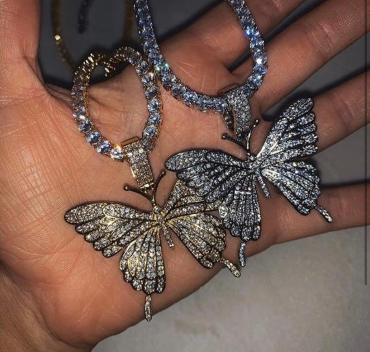 Butterfly Tennis Necklacesilver Gold Butterfly Chain | Etsy