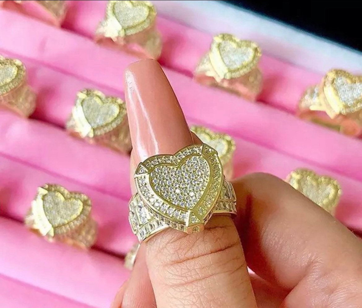 Heart Ring bling Heart Heart CZ Ring luxury Ring Full Cubic - Etsy