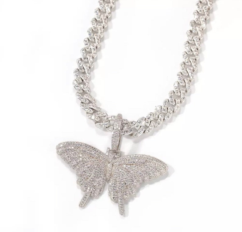 9mm Butterfly Cuban Choker Chain Necklace Blinged Iced Cuban - Etsy