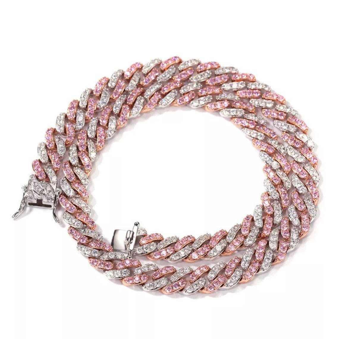 Pink Cuban Chain Pink Necklace Pink Bling Women Choker - Etsy