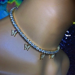 Butterfly Tennis Necklace, Heart Arrow Cz Tennis Chain With Luxury Drip ...