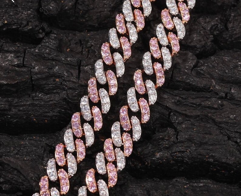 Pink Cuban Chain Pink Necklace Pink Bling Women Choker - Etsy