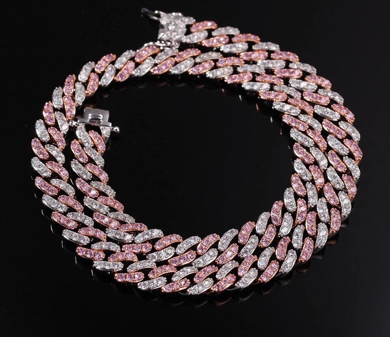 Pink Cuban Chain Pink Necklace Pink Bling Women Choker - Etsy